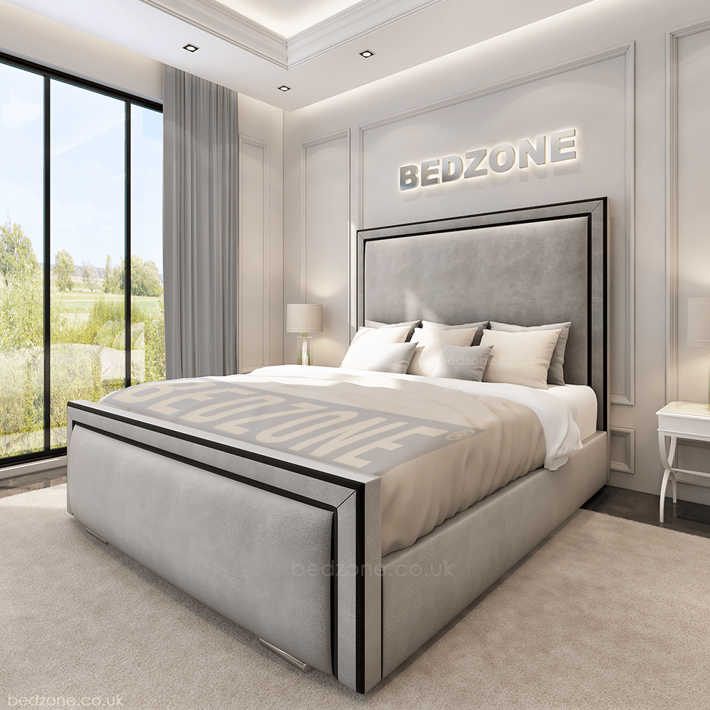 2026 Ibiza Linear Upholstered Bed with Black Lining - PSCL™ Beds - PSCL™