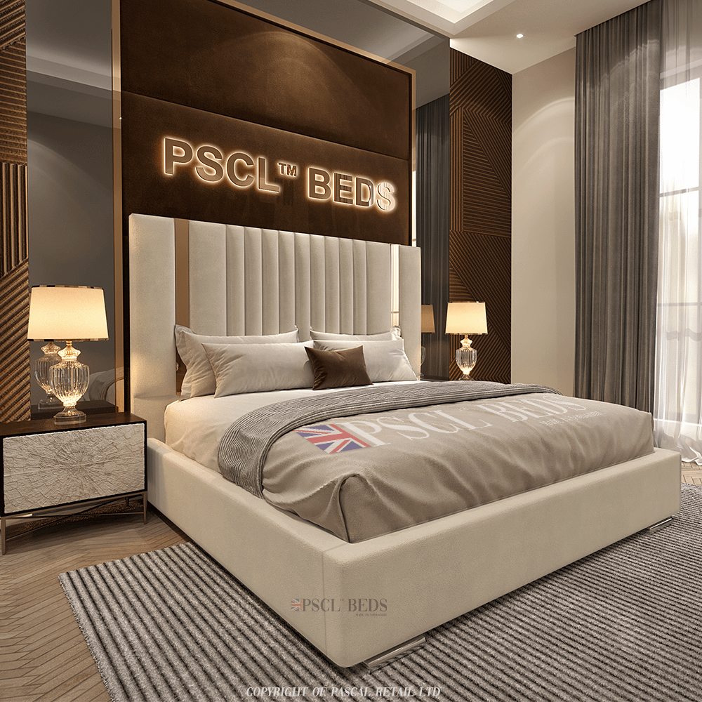 2024 Golden Ibiza Linear Bed with Gold Fabric Lining - PASCAL BEDS UK ...
