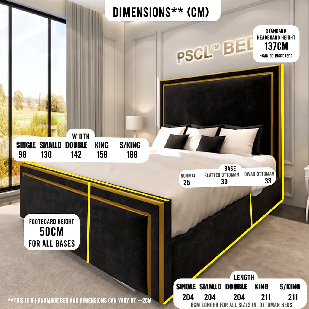 2025 Golden Ibiza Linear Bed with Gold Fabric Lining - PSCL™ Beds - PSCL™