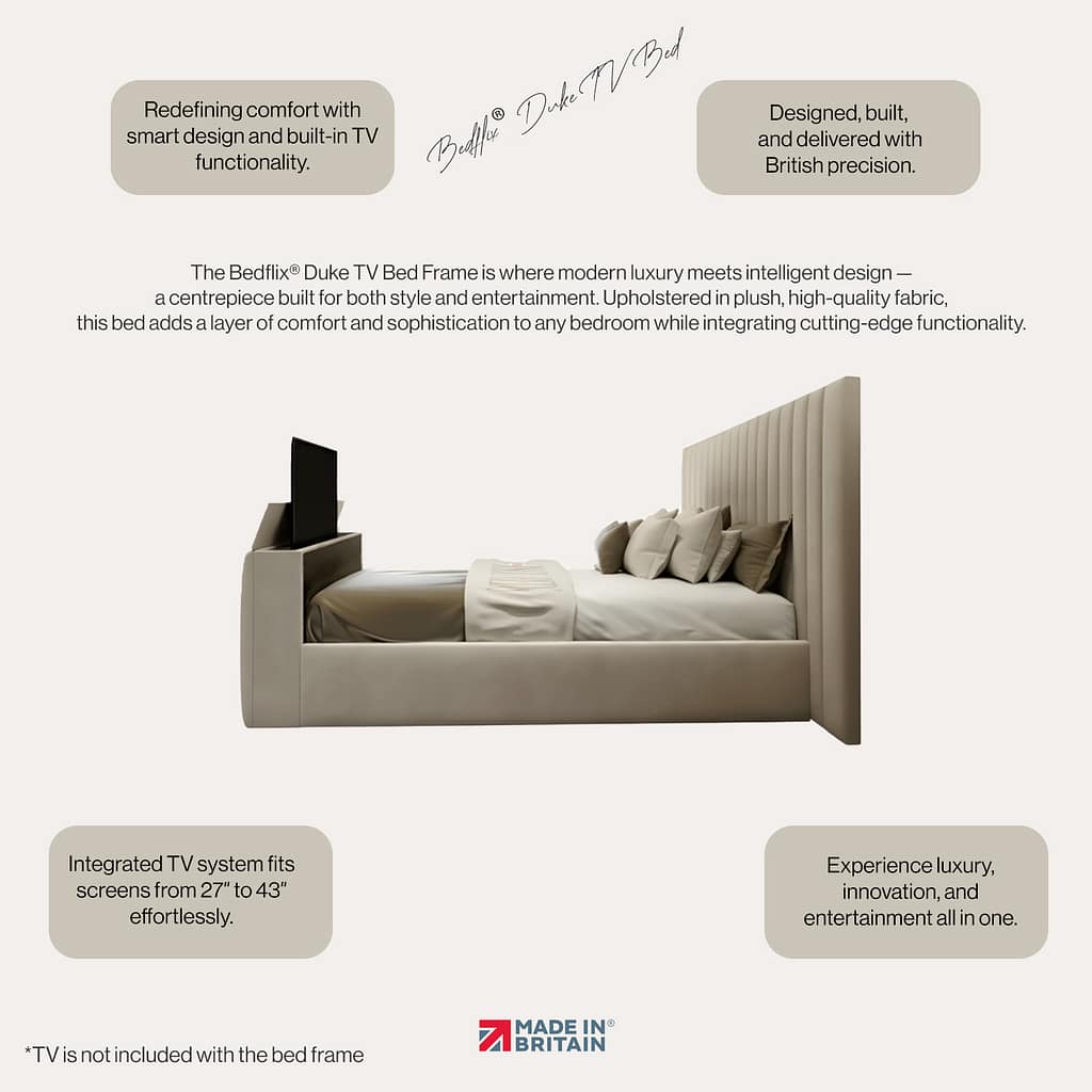 2026 Bedflix® Duke TV Bed frame (3 Piece Headboard) - PSCL™ Beds - PSCL™