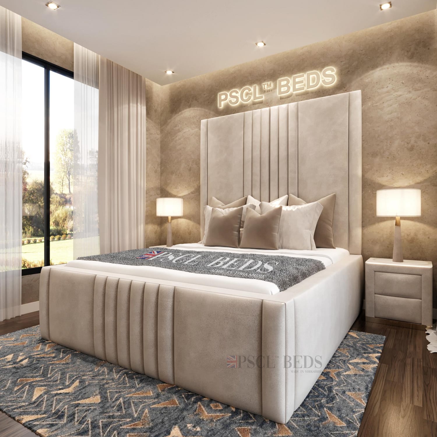 2024 Las Vegas Luxury High Headboard Bed Frame (2-Piece Headboard ...